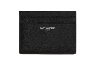 Saint Laurent Credit Card Holder With Logo - Black
