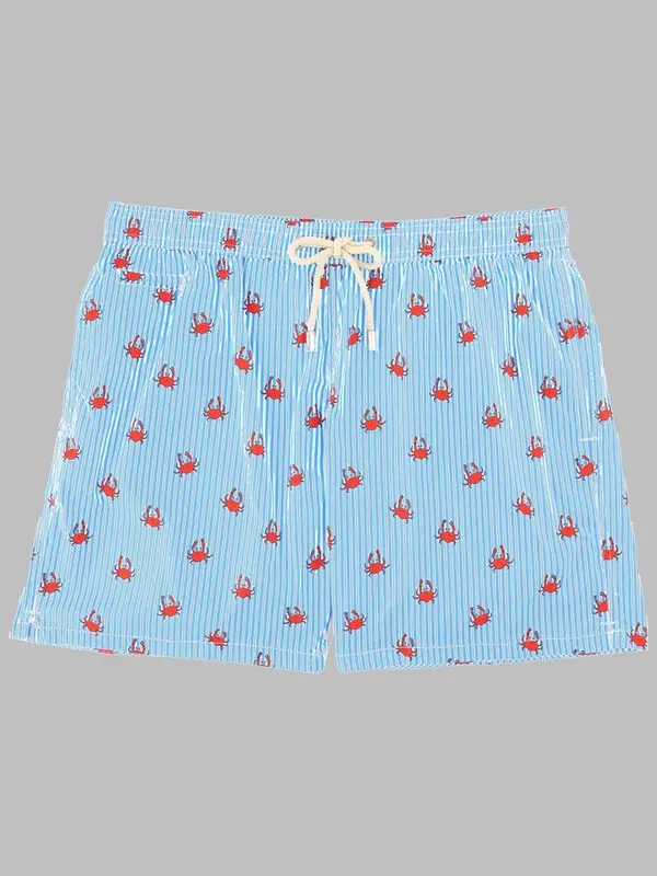 MC2 SAINT BARTH Crab Print Striped Swim Shorts - Multicolour