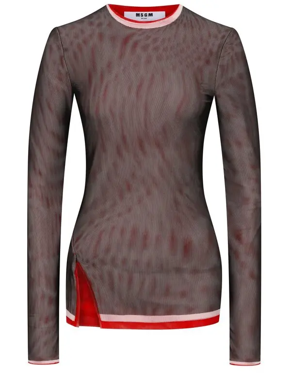 MSGM Sheer Mesh Long Sleeve Top