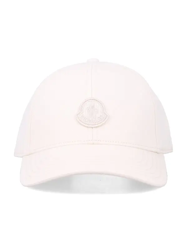 Moncler Cotton Gabardine Baseball Cap With Embroidered Logo - Beige