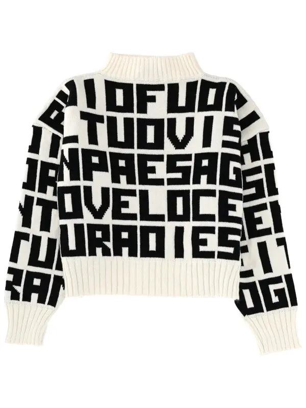 MSGM Graphic Jacquard Mock Neck Sweater