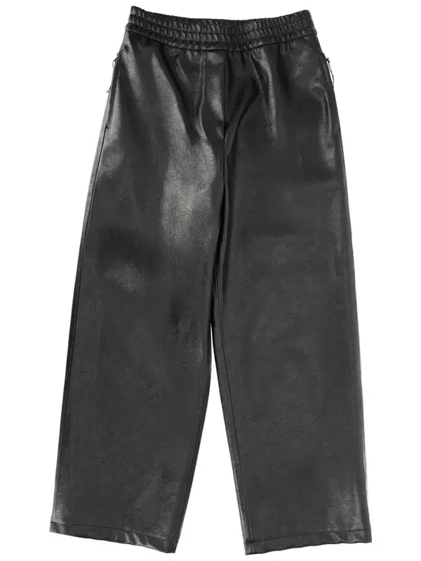 MSGM Faux Leather Wide Leg Trousers - Black