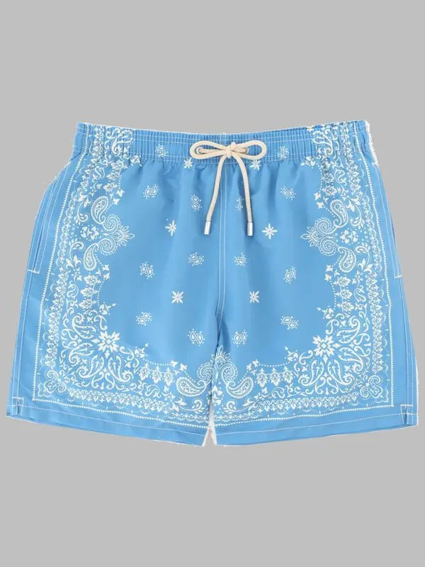 MC2 SAINT BARTH Mini Swimwear" Paisley Print Drawstring Shorts - Azure
