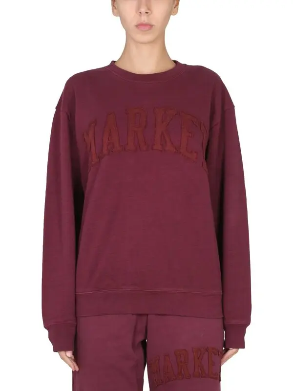 MARKET Crewneck Sweatshirt With Embroidered Logo - Bordeaux