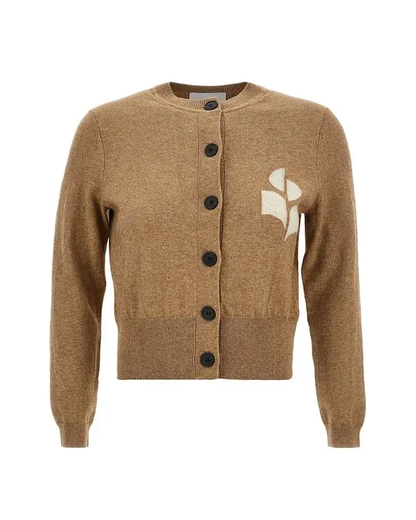 MARANT ETOILE R" Logo Knit Cardigan - Camel