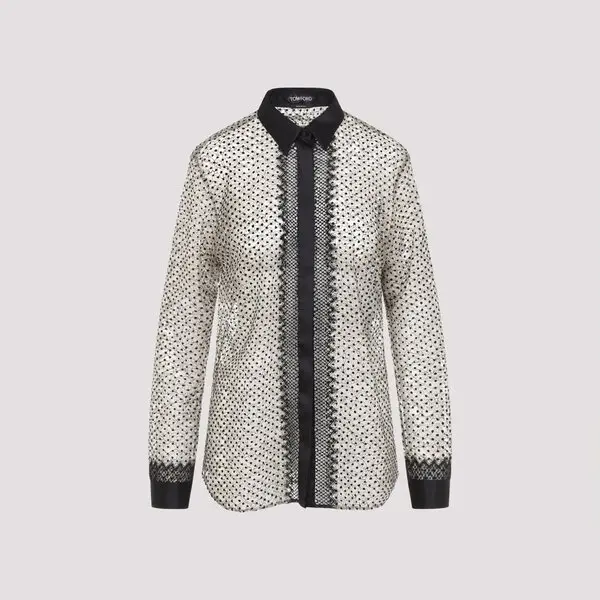 TOM FORD Flock Polka Dot Mini Shirt - Black