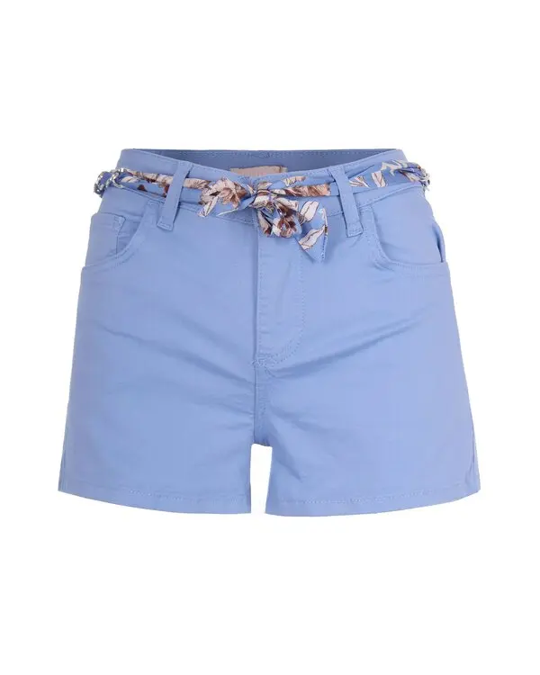 Liu Jo Floral Belted Cotton Blend Shorts - Brig.blue Wave Flowe