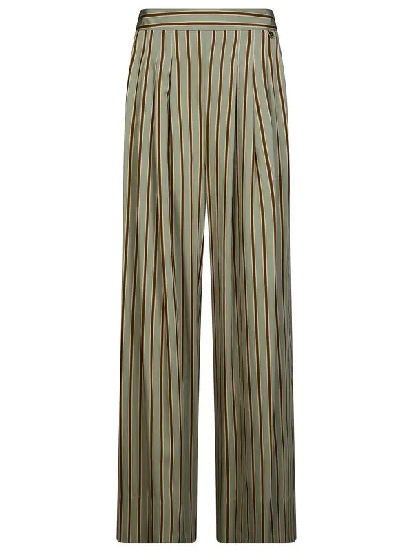 Liu Jo Striped Wide-leg Trousers - Verde