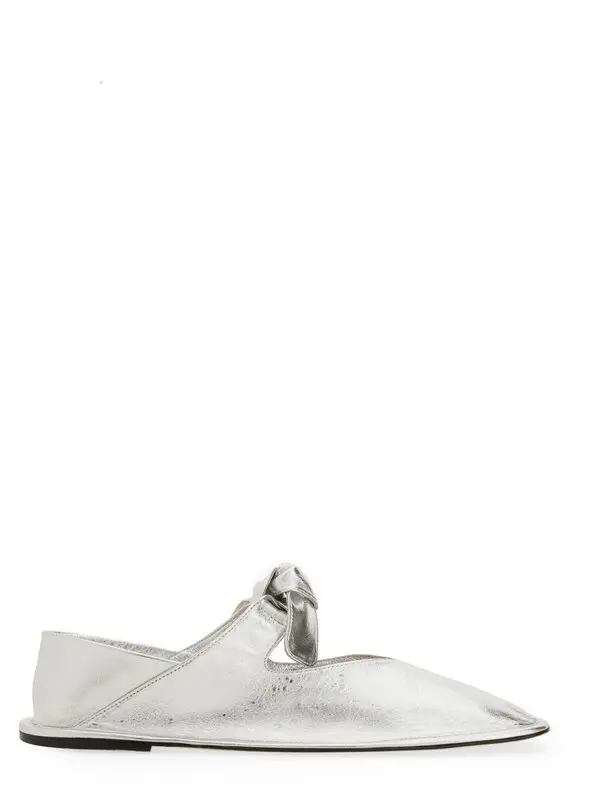 Hereu Reixa Metallic Lambskin Mary Jane Flats - Silver