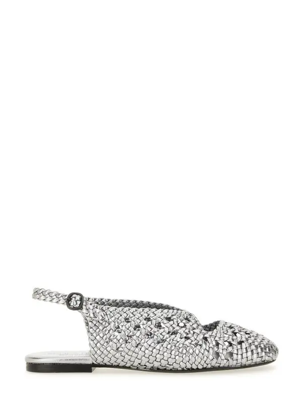 Hereu Reixa Metallic Lambskin Mary Jane Flats - Silver