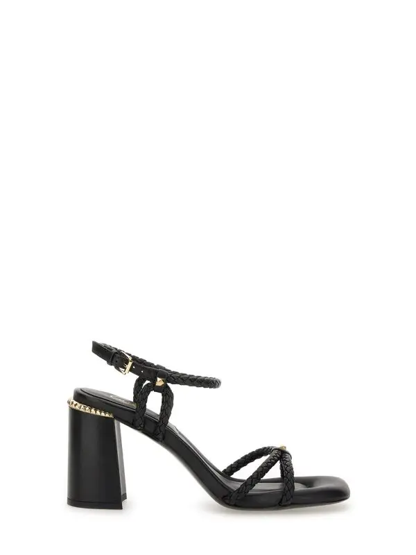 Ash Lola Bis Braided High Heel Sandals - Black