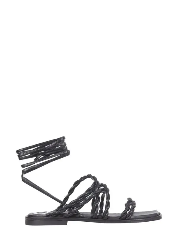STUART WEITZMAN Mini Calypso Flat Sandals With Slave Laces - Black