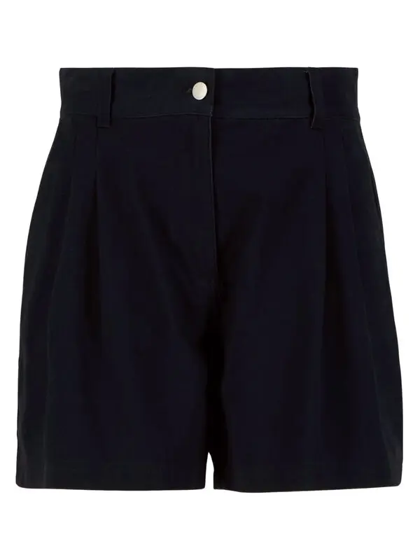 Barbour Classic Cotton Pleated Mini Shorts - Navy