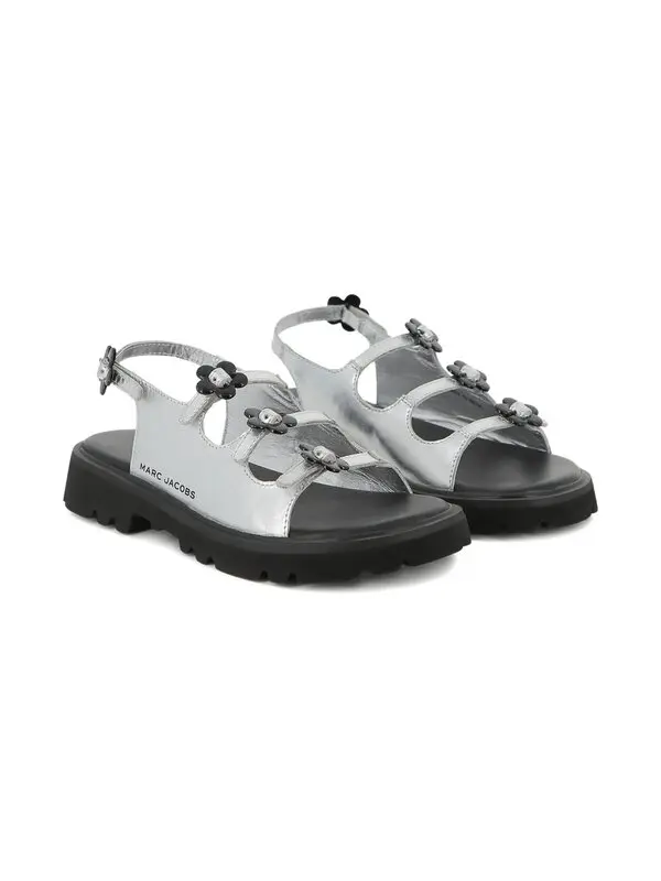Marc Jacobs Floral Accent Adjustable Closure Sandals - Silver