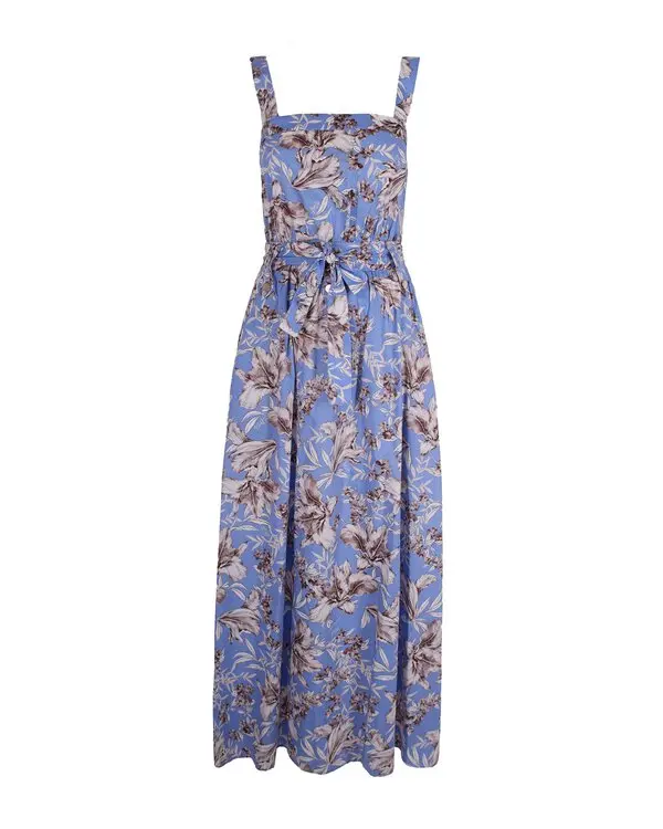 Liu Jo Floral Print Maxi Dress With Belt Detail - Blu Wave Liles
