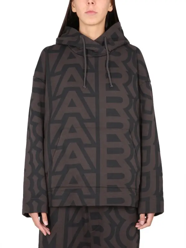Marc Jacobs Oversized Monogram Drawstring Hoodie - Brown