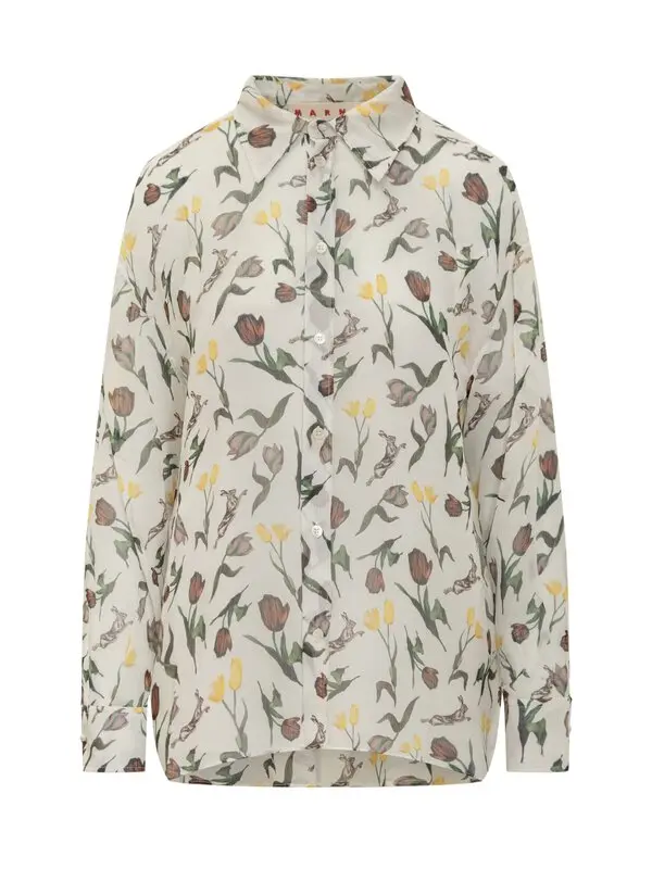 Marni Silk Button-up Shirt Fw25 Collection