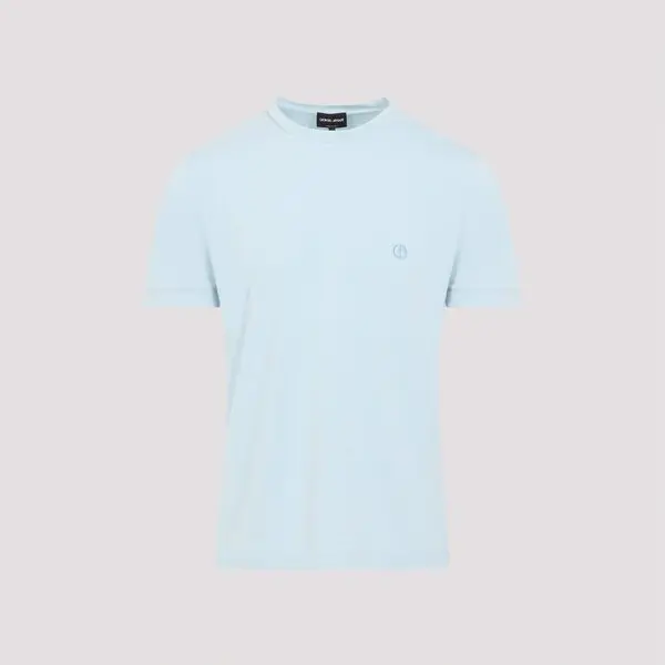 Giorgio Armani Asv Stretch-viscose T-shirt With Signature Logo - Blue