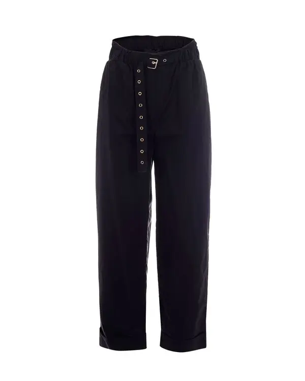 Liu Jo Cotton Belted Trousers - Black
