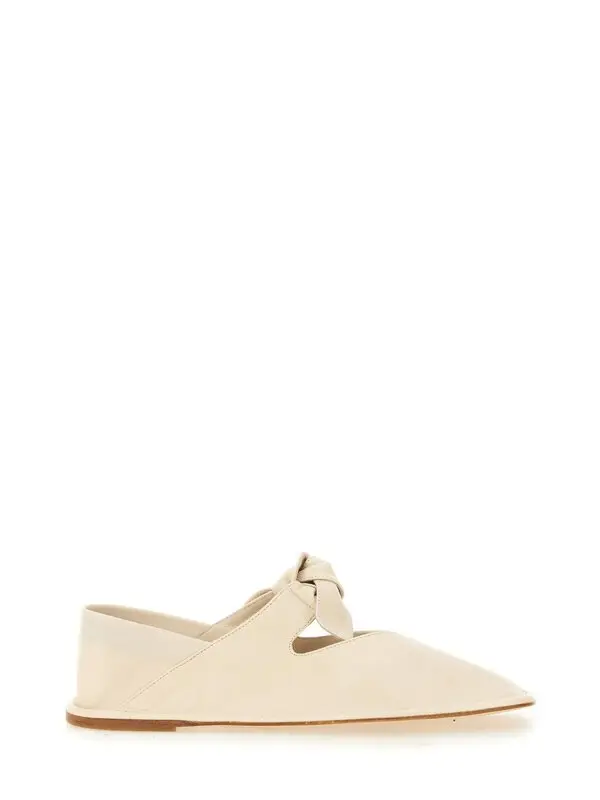 Hereu Llasada" Leather Flats With Knot Detail - Ivory