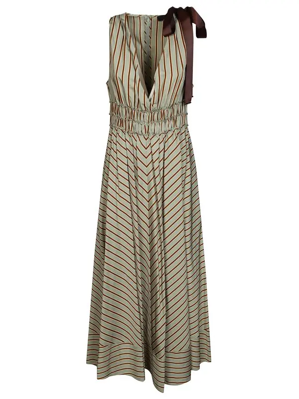 Liu Jo Striped Midi Dress With Tie Detail