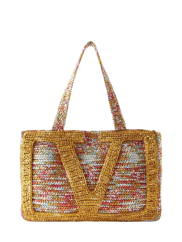 Valentino Garavani Viva Superstar Medium Shopping Bag In Raffia - Multicolour