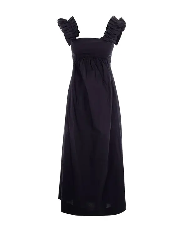 Liu Jo Ruffled Strap Cotton Mini Dress - Black