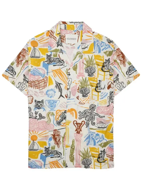 Closed Printed Short-sleeve Camp Shirt - Multicolour