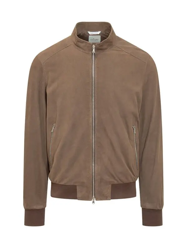 ESTERNO Sleek Bomber Jacket With Zip Closure