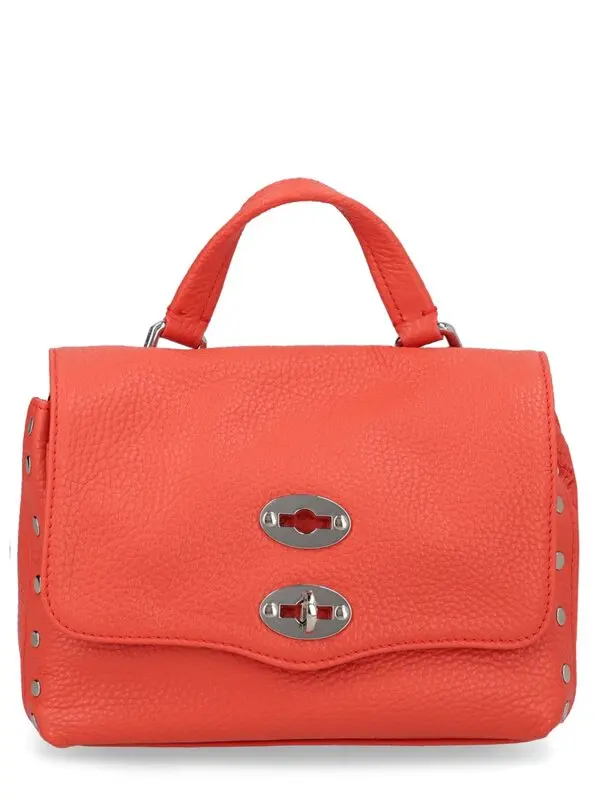 ZANELLATO Postina Daily Baby Leather Handbag With Turn Lock Closure And Studs - Red