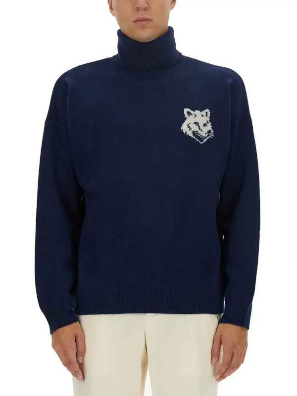 Maison Kitsuné Fox Head Patch Turtleneck Sweater