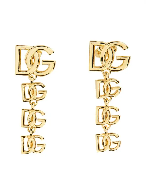 Dolce & Gabbana Logo Heart Drop Earrings - Gold