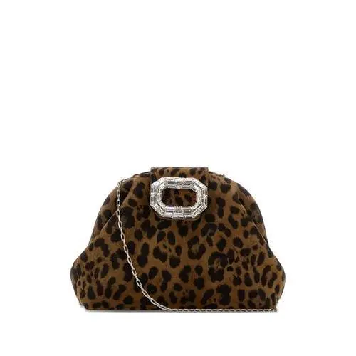 Amina Muaddi Mini Handbag With Buckle Detail - Marrone
