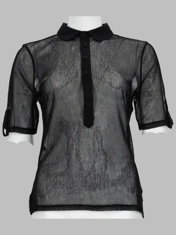 Paloma Wool Sheer Mesh Polo Shirt - Black