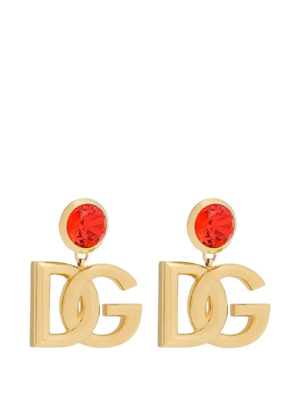 Dolce & Gabbana Brass And Glass Dg Logo Earrings - Oro