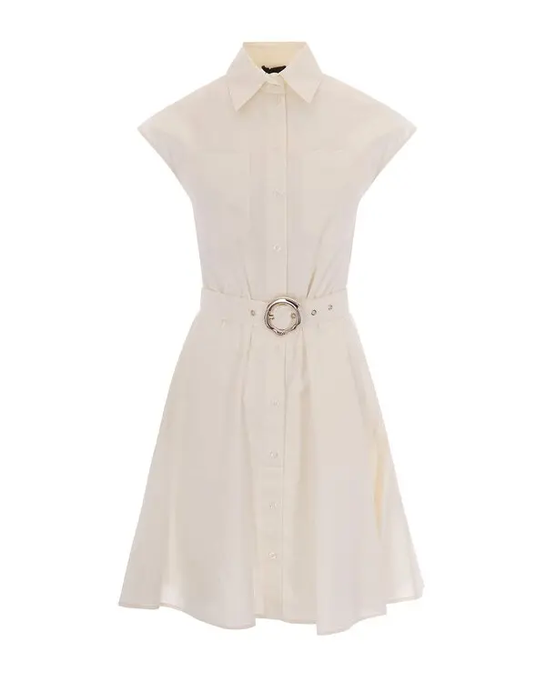 Liu Jo Sleeveless Belted Shirt Dress - Yogurt