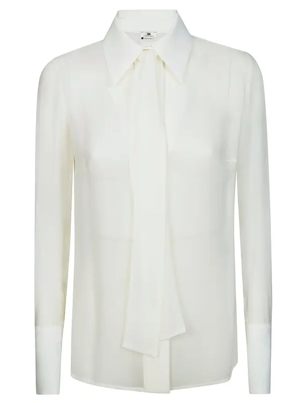 Elisabetta Franchi Tie Neck Shirt - Beige