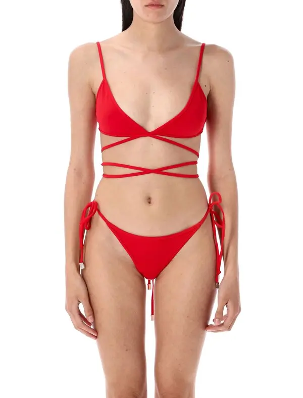 Attico Wrap Detail Bikini - Red