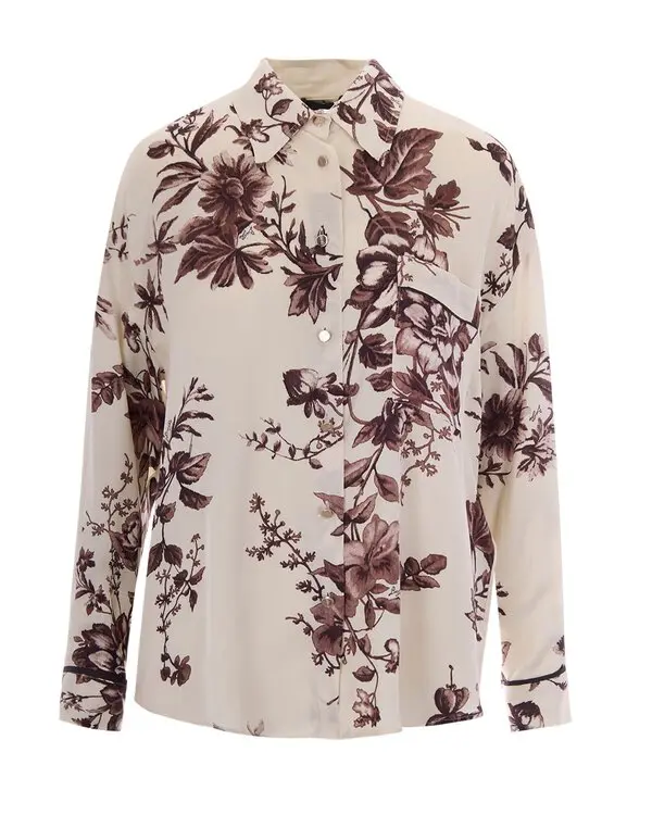 Liu Jo Floral Print Viscose Shirt - Choco Ramage
