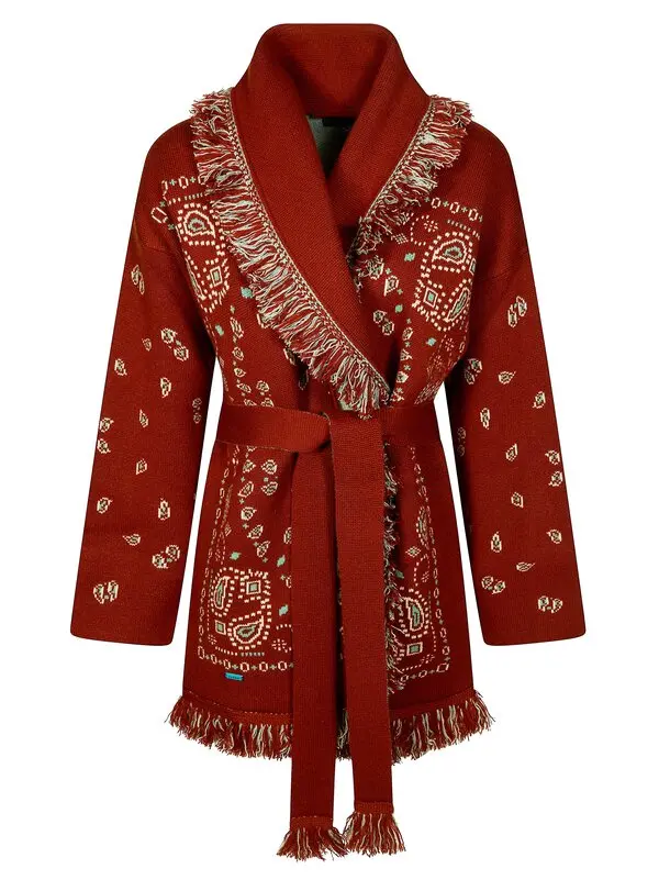Alanui Bandana Jacquard Fringed Cashmere Cardigan - Multicolor