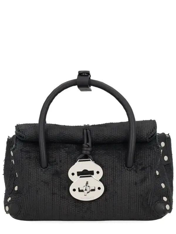 ZANELLATO Dotta Baby Bag In Hammered Leather - Black