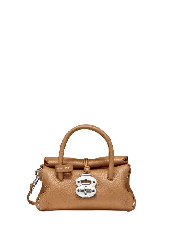 ZANELLATO Dotta Baby Bag In Hammered Leather - Brown