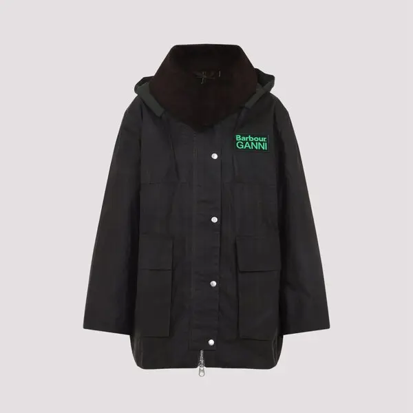 BARBOUR X GANNI Mini Duffle Waxed Cotton Jacket
