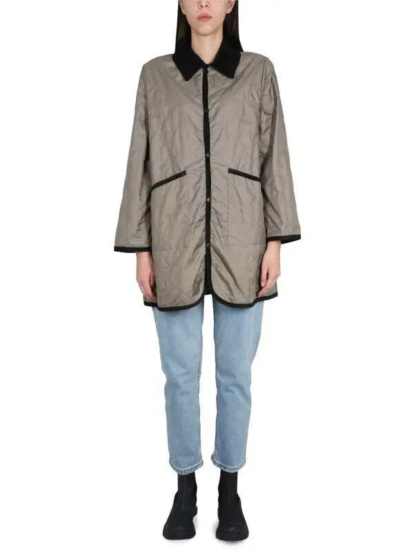 LAVENHAM Quilted Velvet Trim Jacket - Dove