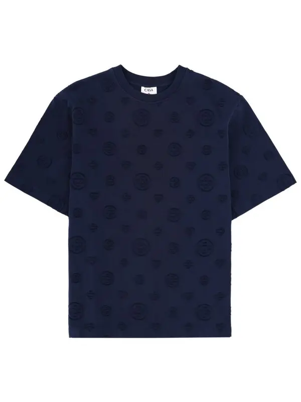 Casablanca Applique Monogram Oversized Short Sleeve T‑shirt - Blue