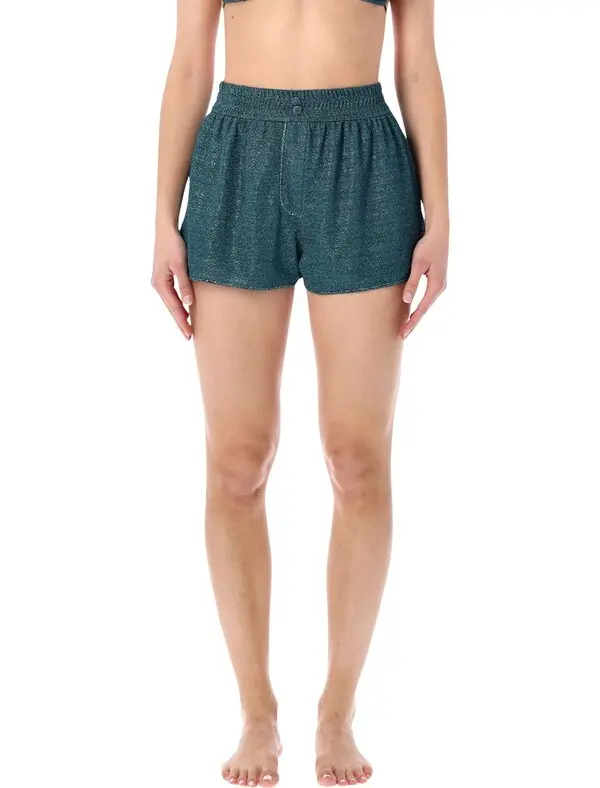 Oseree Lumière Lurex Shorts - Peacock