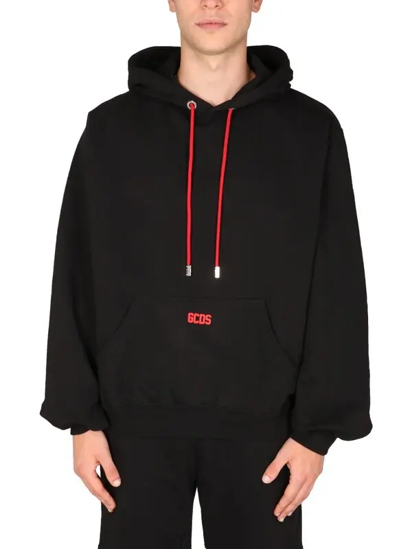 Gcds Maxi Sweatshirt Featuring Rubber Logo - Black