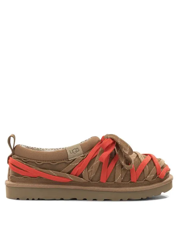 UGG Classic Suede Loafers & Slippers With Decorative Lacing - Brown