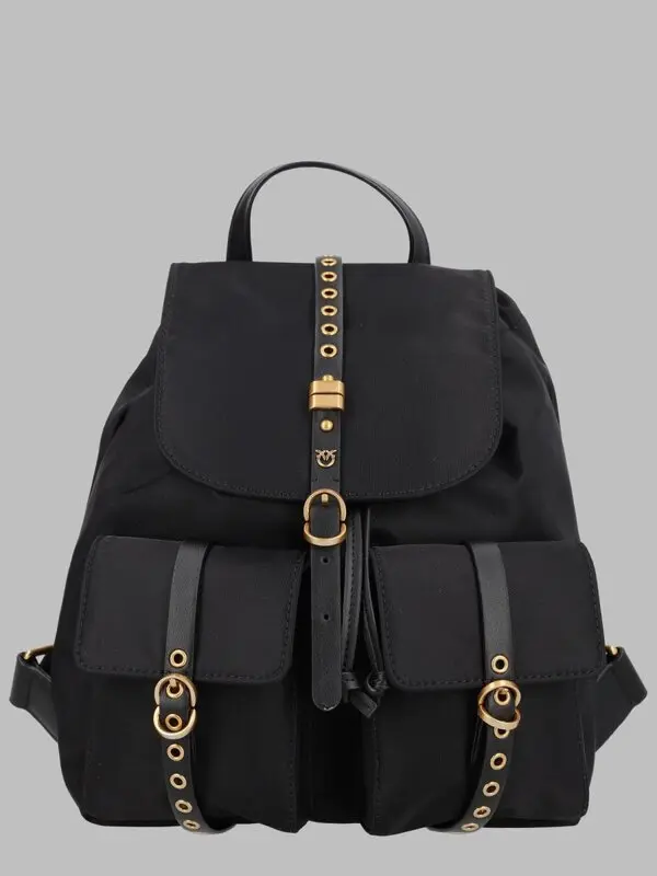 Pinko Studded Flap Backpack - Black