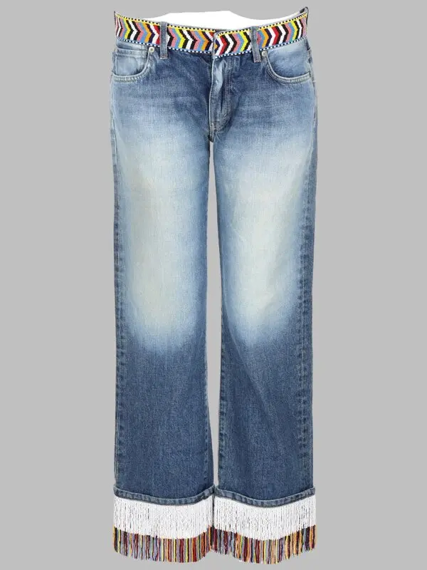 Alanui Embellished Wide Leg Jeans - Denim